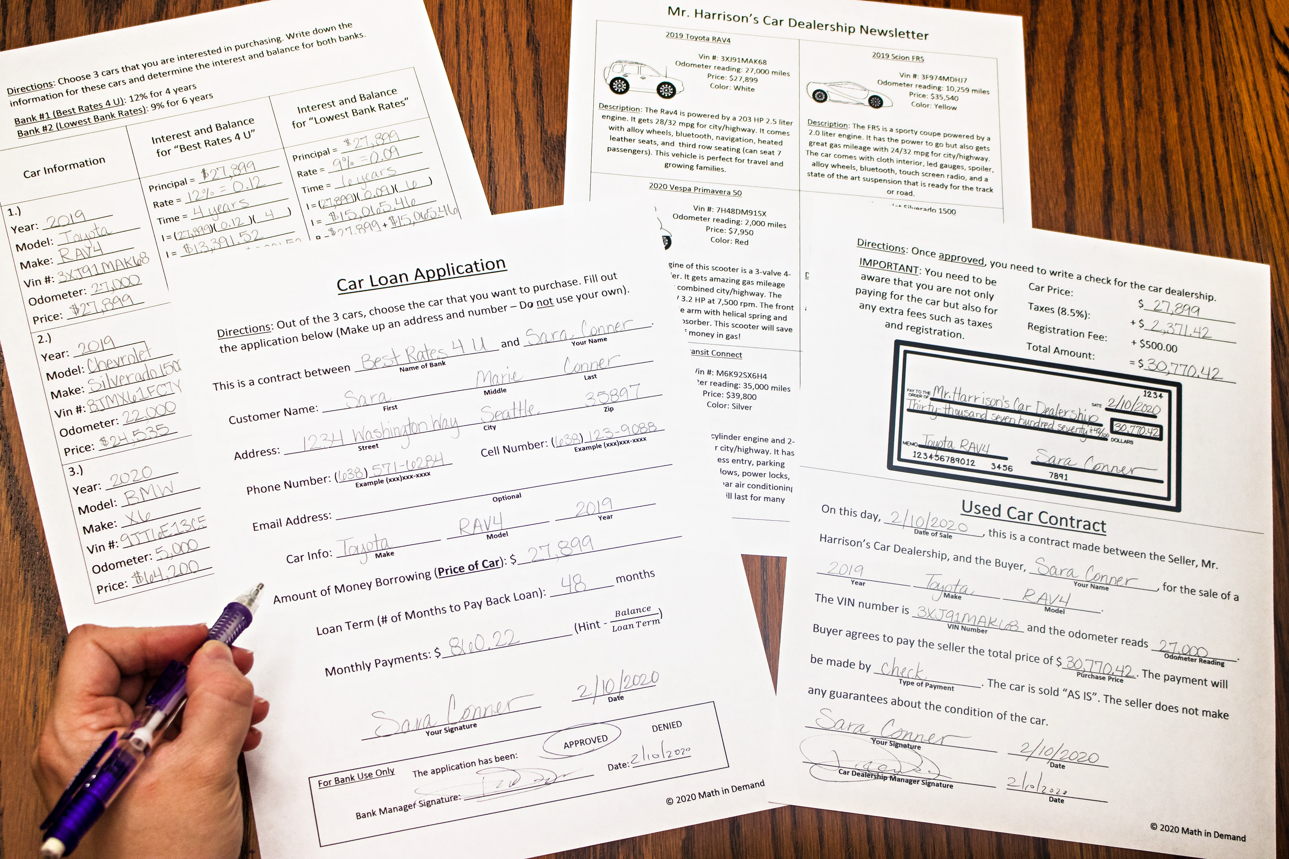 Simple Interest Activity (Buying a Car) – Math in Demand Blog