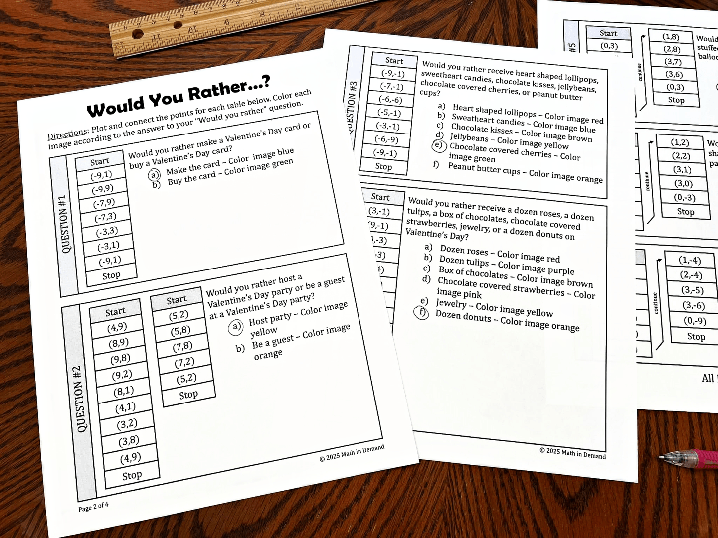Would You Rather Valentine’s Day Plotting Points in Coordinate Plane ...
