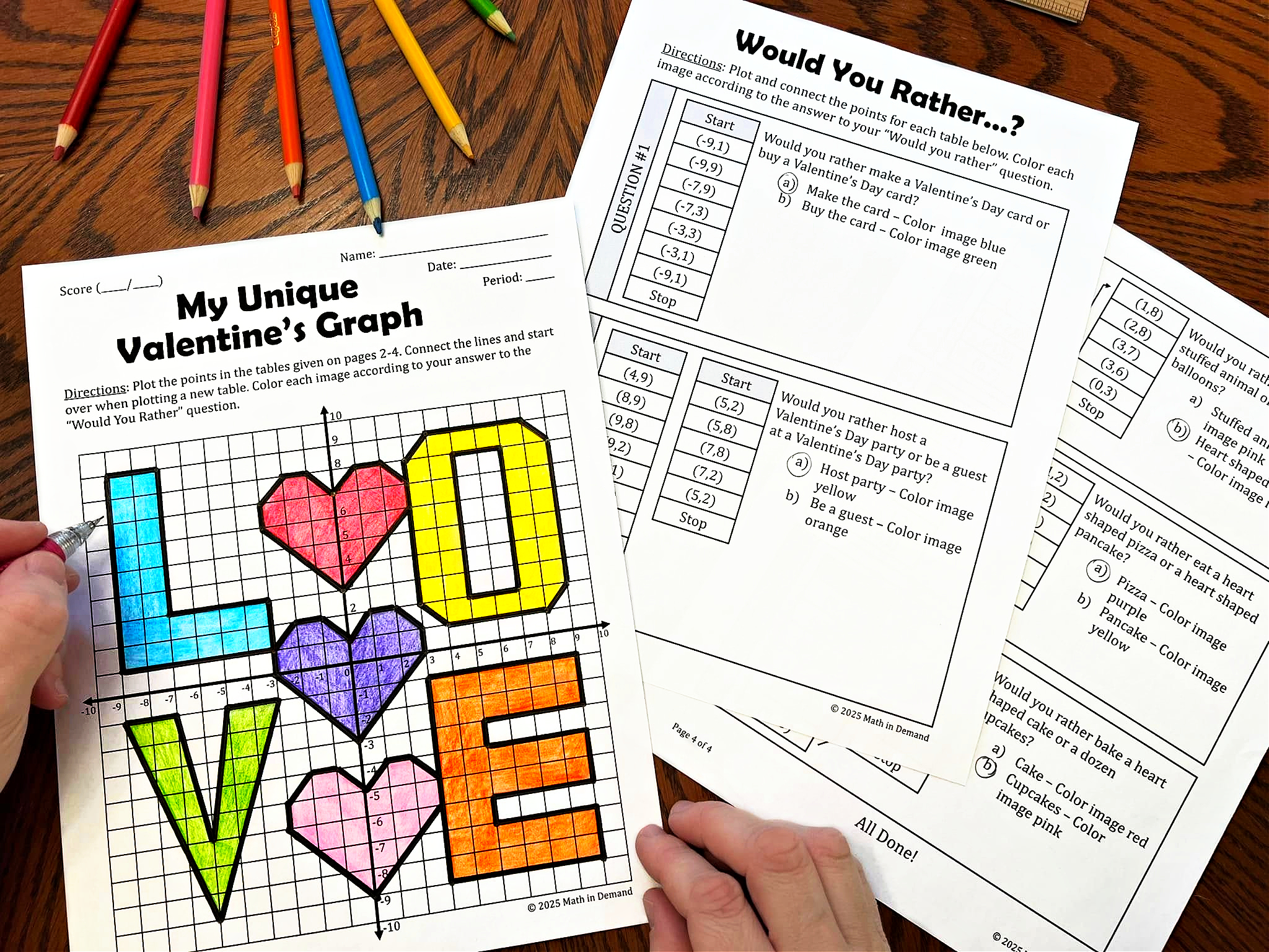 Would You Rather Valentine’s Day Plotting Points in Coordinate Plane ...